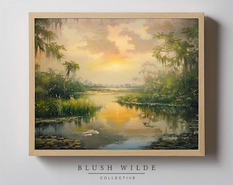 Florida Landscape Oil Painting / PRINTABLE Vintage Florida Springs Oil ...