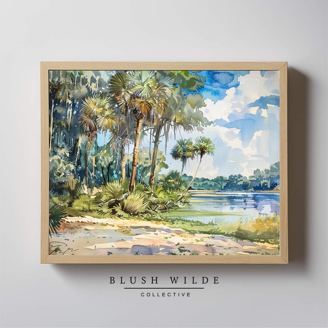Florida Water Color Landscape Painting / PRINTABLE Vintage Florida ...