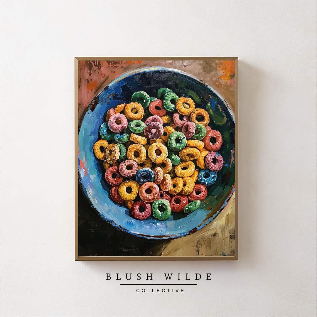 Fruit Loops Still Life Oil Painting Print: Vintage Cereal Art (digital ...