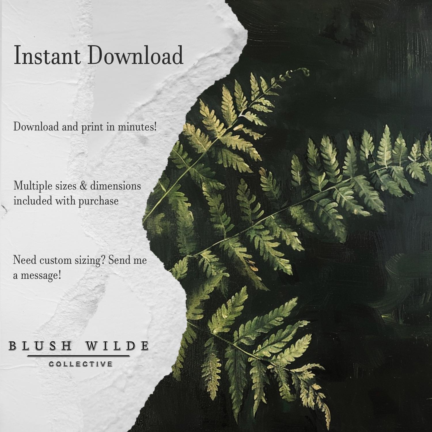 Vintage Fern Oil Painting: Moody Botanical Art Print (digital Download ...