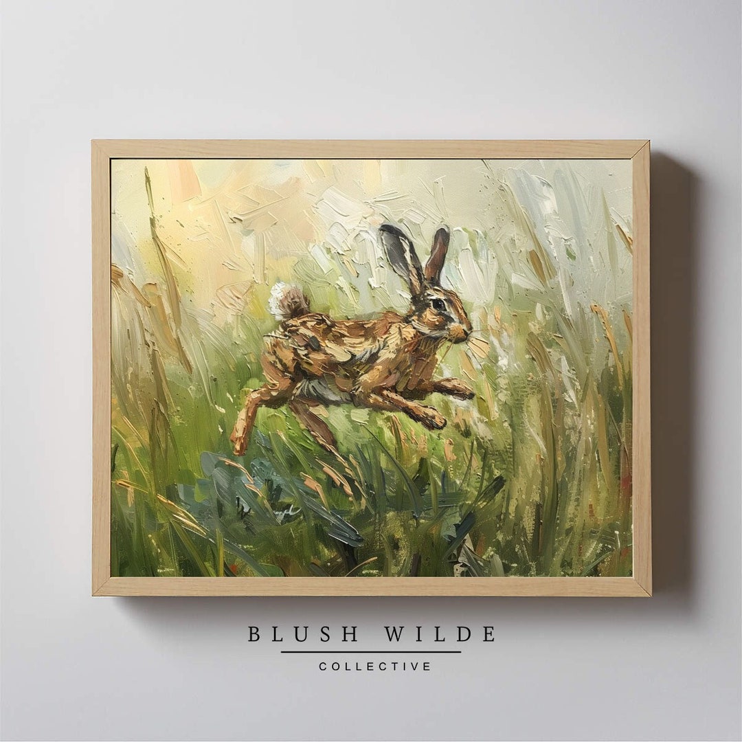 Vintage Hare Oil Painting: Rustic Animal Art Print (digital Download ...
