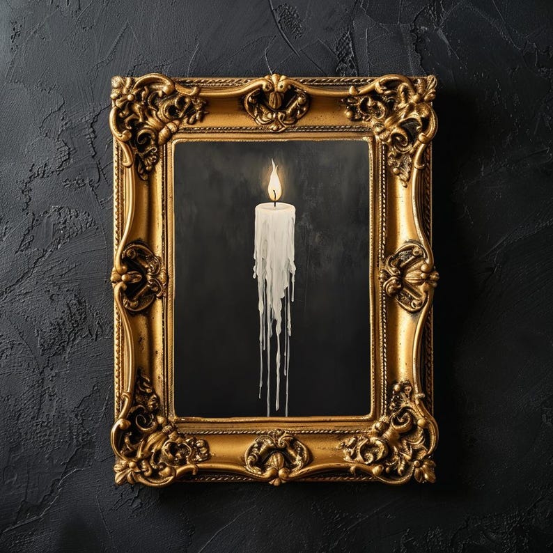 Moody Candle Oil Painting: Printable Halloween Art (digital Download ...