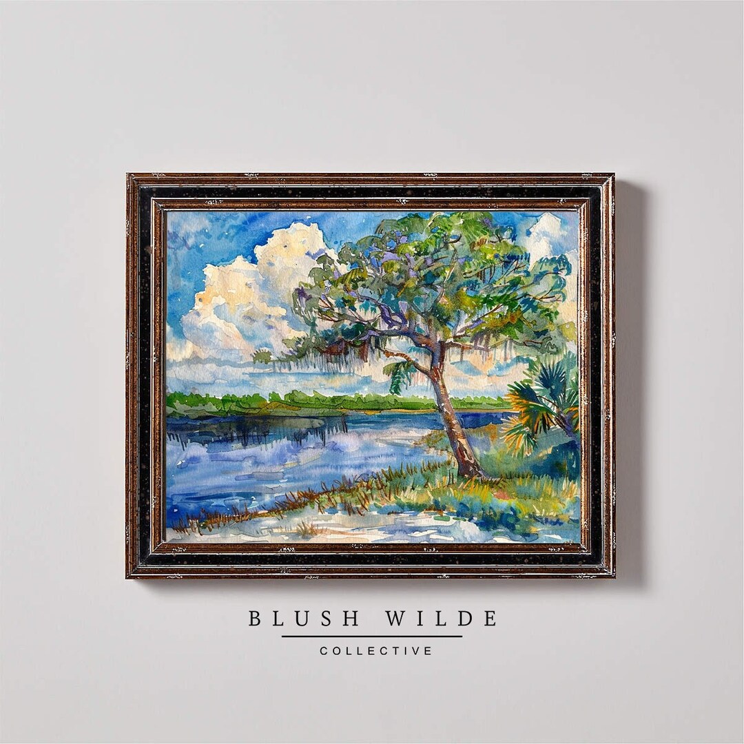 Florida Water Color Landscape Painting / PRINTABLE Vintage Florida ...