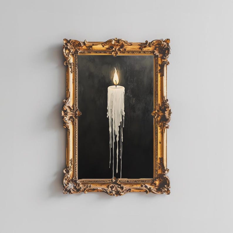 Moody Candle Oil Painting: Printable Halloween Art (digital Download ...