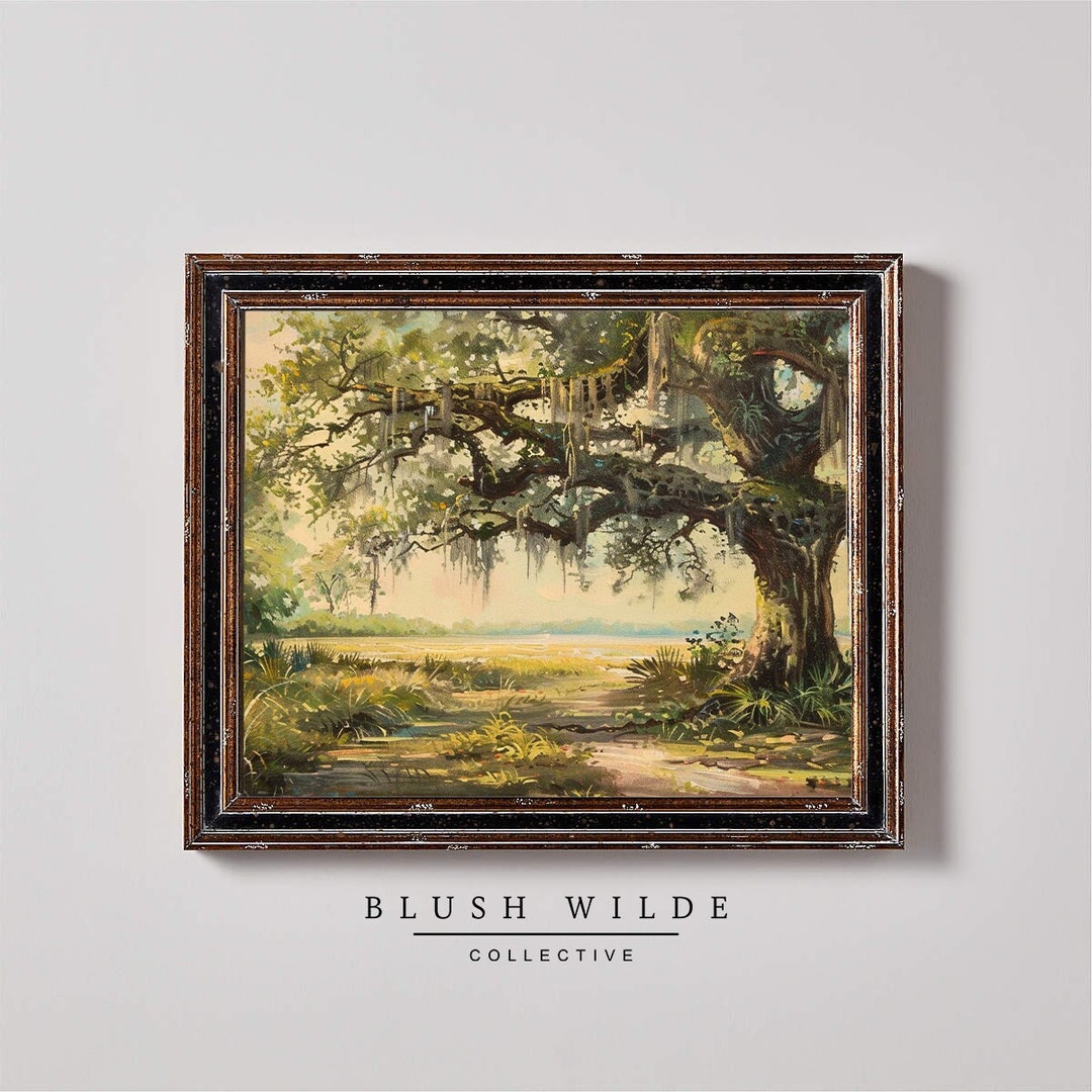 Spanish Moss Oil Painting / PRINTABLE Vintage Tree Oil Painting / Moody ...