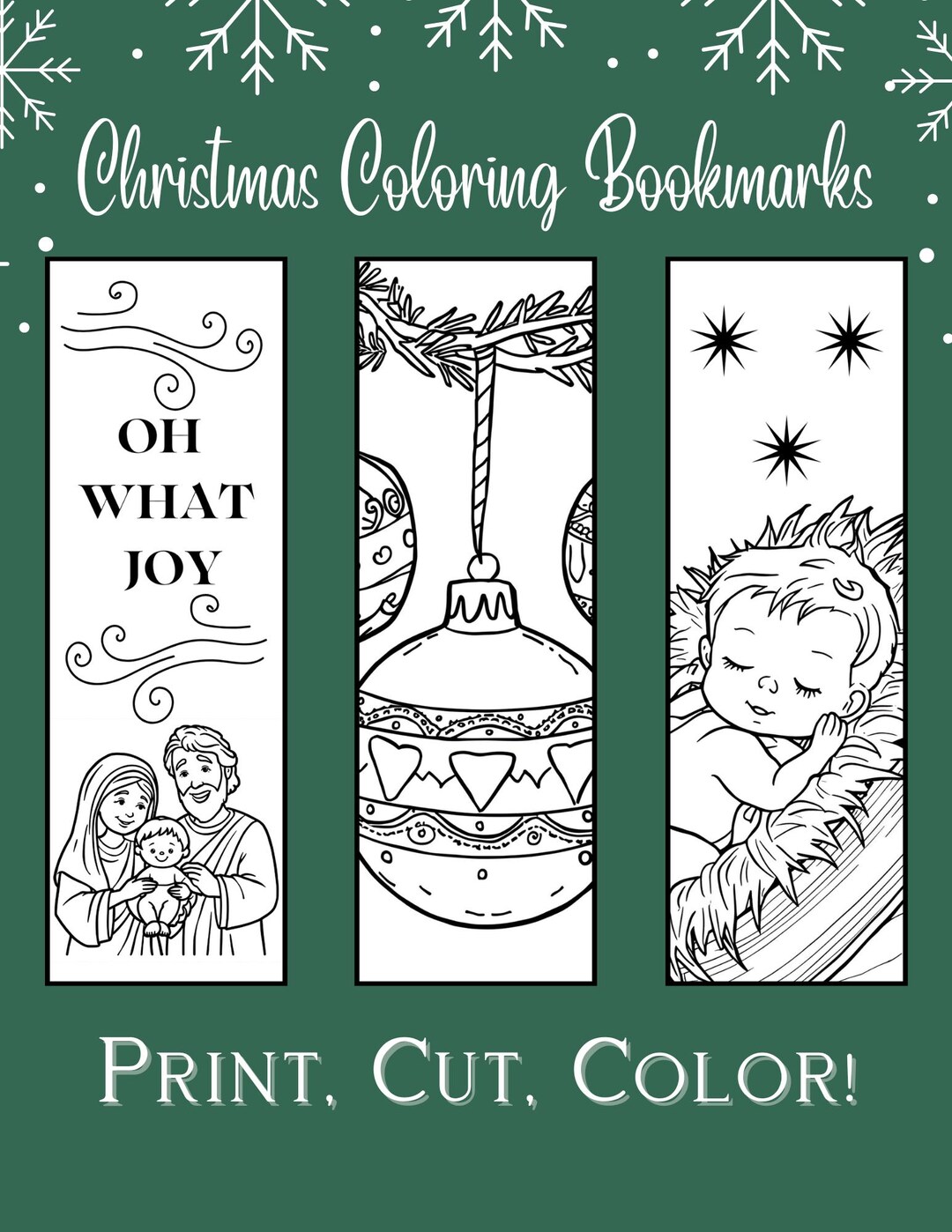 12 Printable Christmas Coloring Bookmarks: Digital Download - Etsy
