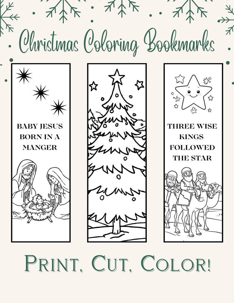 12 Printable Christmas Coloring Bookmarks: Digital Download - Etsy