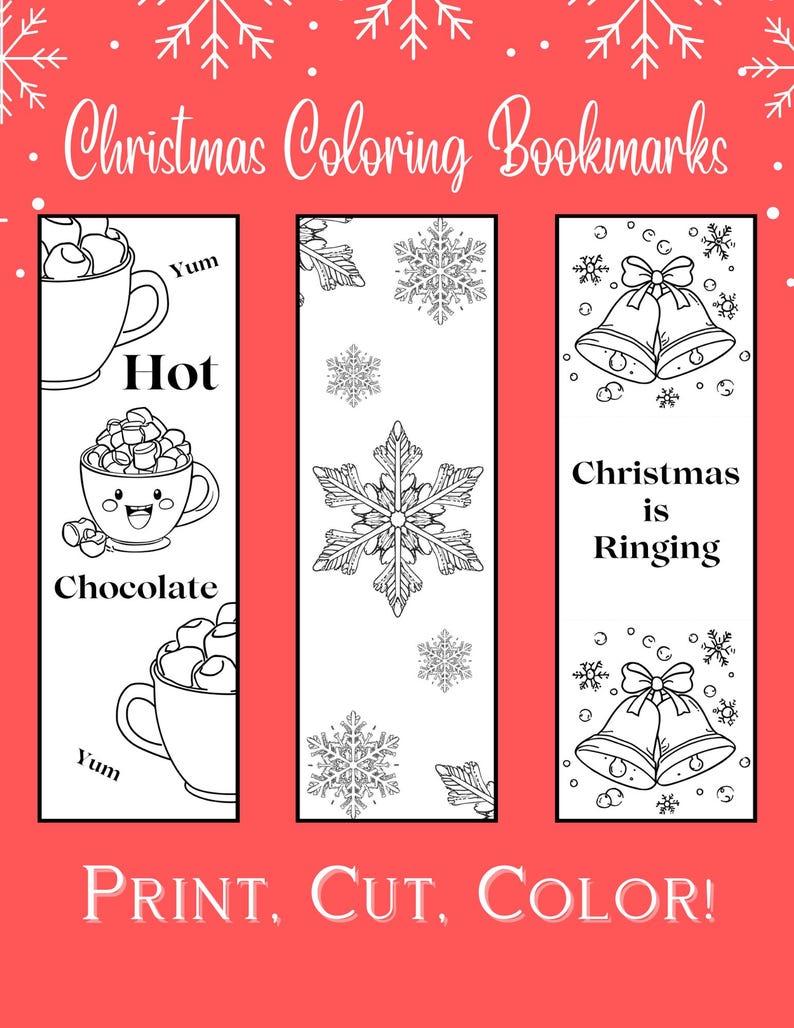 12 Printable Christmas Coloring Bookmarks: Digital Download - Etsy