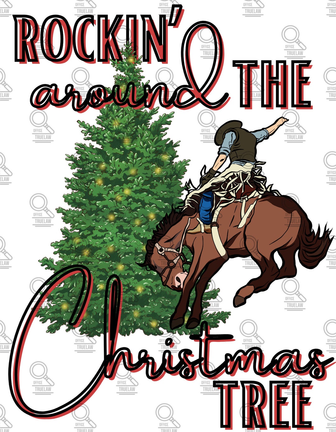Cowboy Christmas Png, Rockin Around the Christmas Tree Png, Rodeo ...