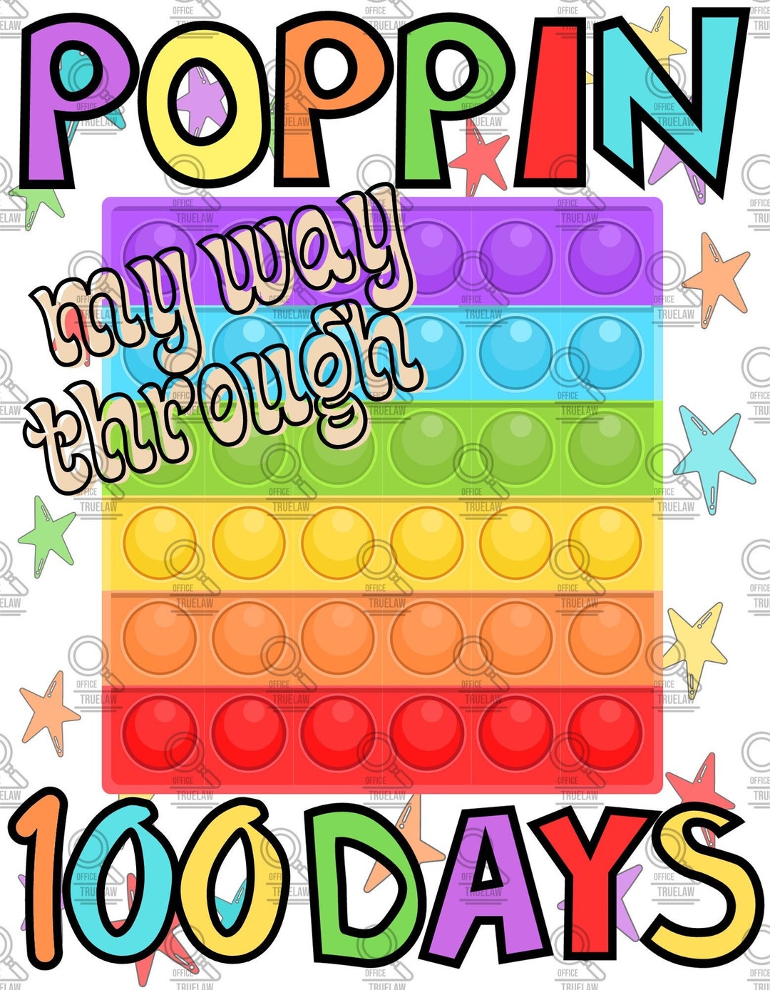 Poppin My Way Through 100 Days Png, 100 Day of School Png, Fun 100 Day ...