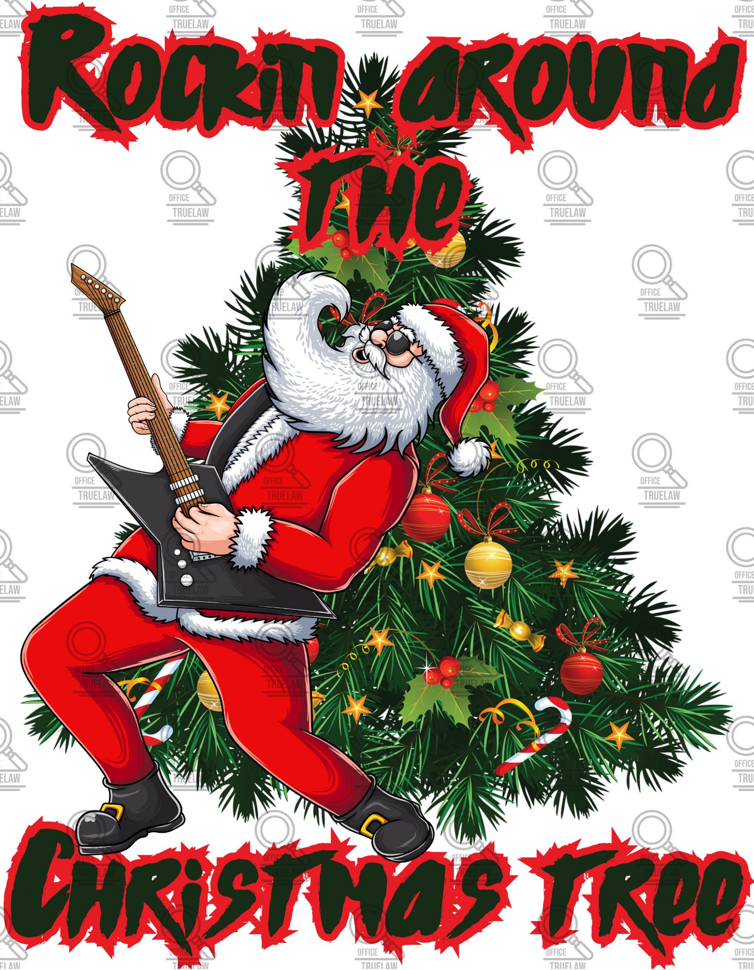 Rockin Around the Christmas Tree Png, Rock and Roll Santa Png, Rocker ...