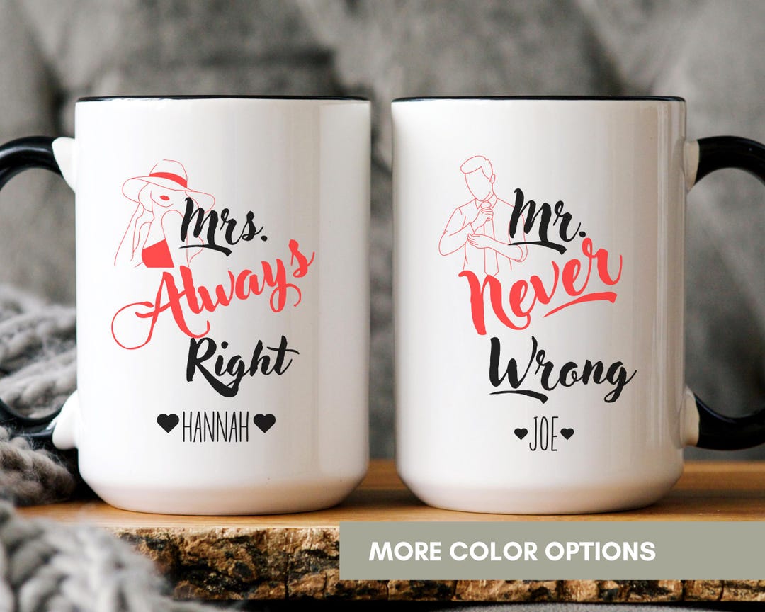 Custom Name Couple Mrs and Mr Mugs, Husband and Wife Gift, Mr and Mrs ...