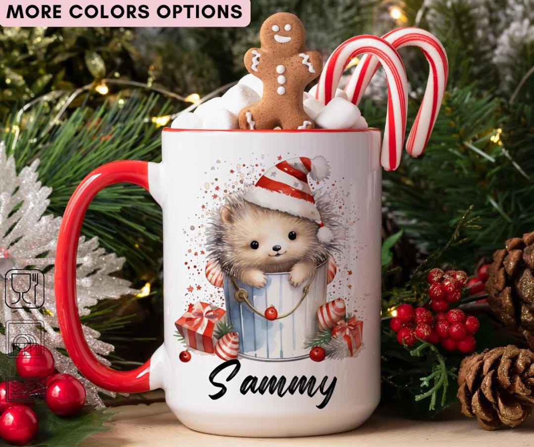 Personalized Kids Hot Chocolate Christmas Porcupine Mug Cocoa Cup ...