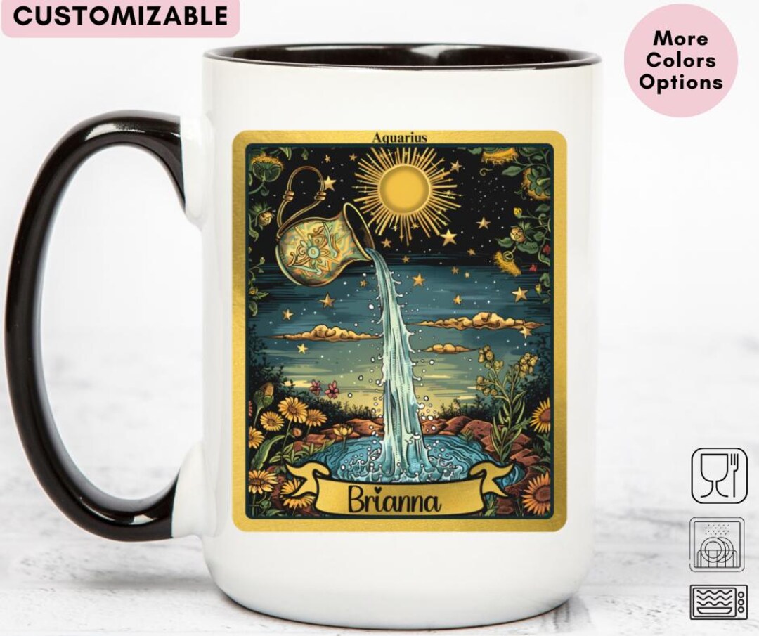 Personalized Aquarius Tarot Card Astrology Zodiac & Wishes Mug, Air ...