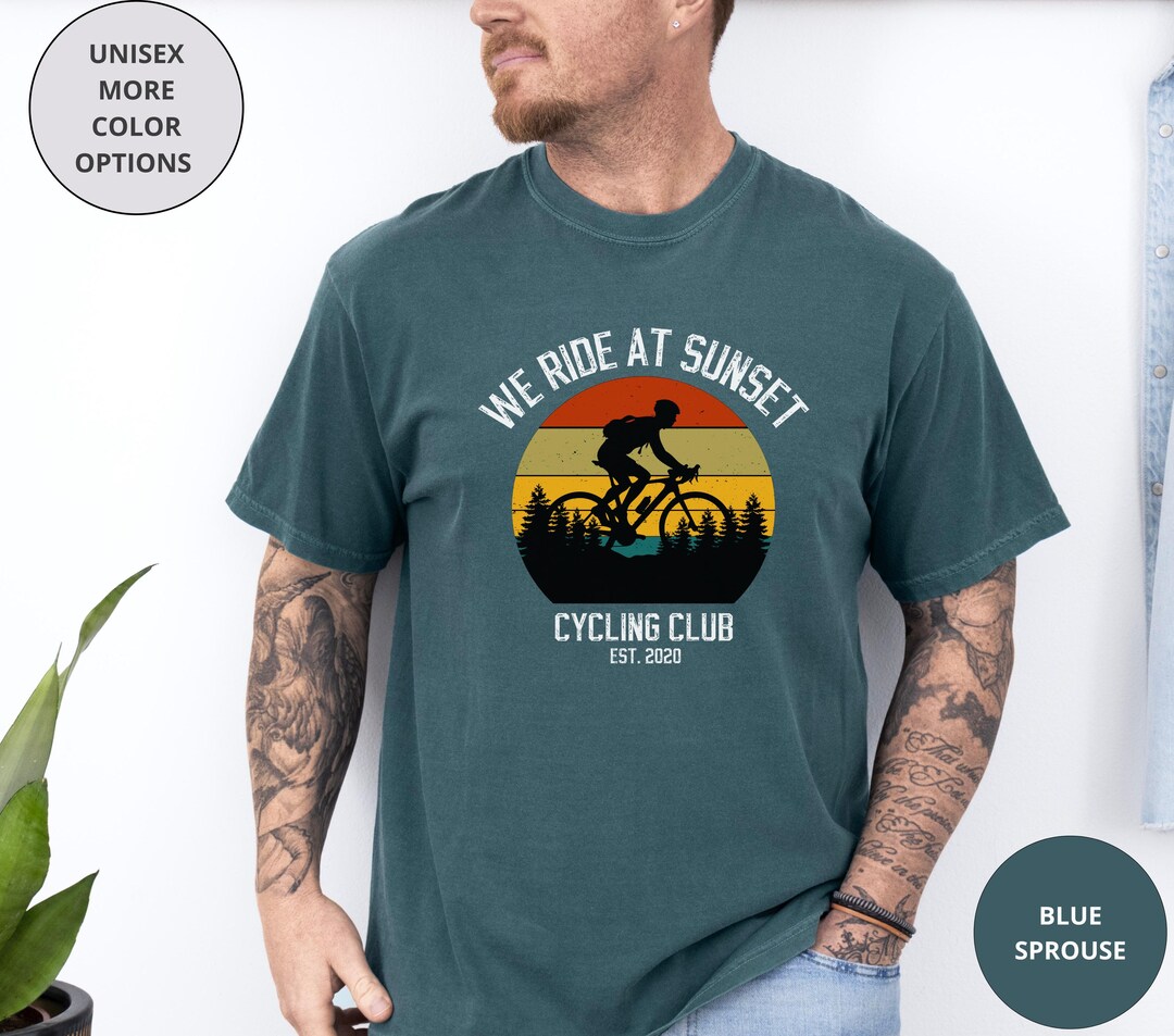 Custom Year Club Cycling T-shirt, Matching Couples Sunset Bike Ride Tee ...