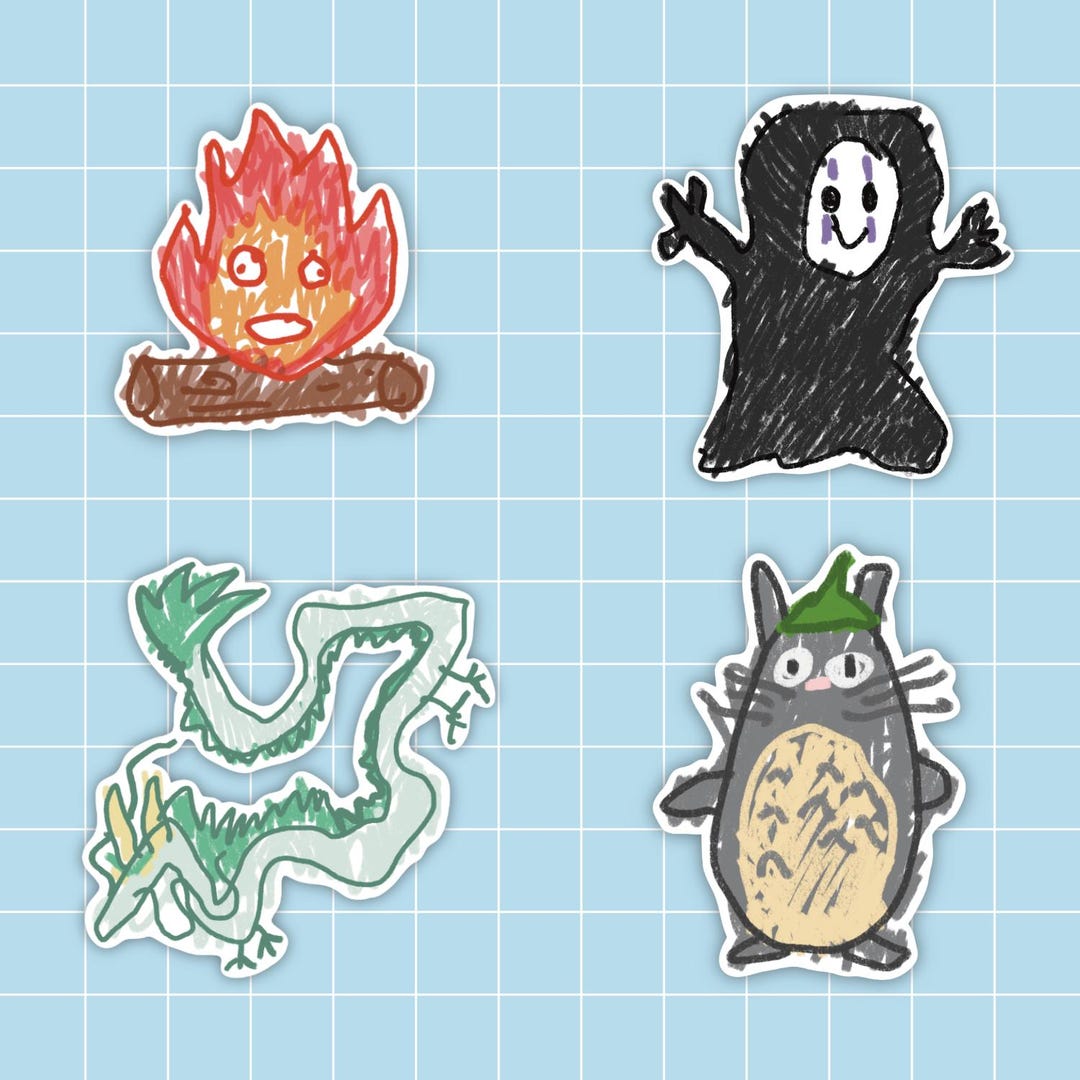 Ghibli Scribble Stickers Anime Movie Stickers Calcifer No Face Haku ...