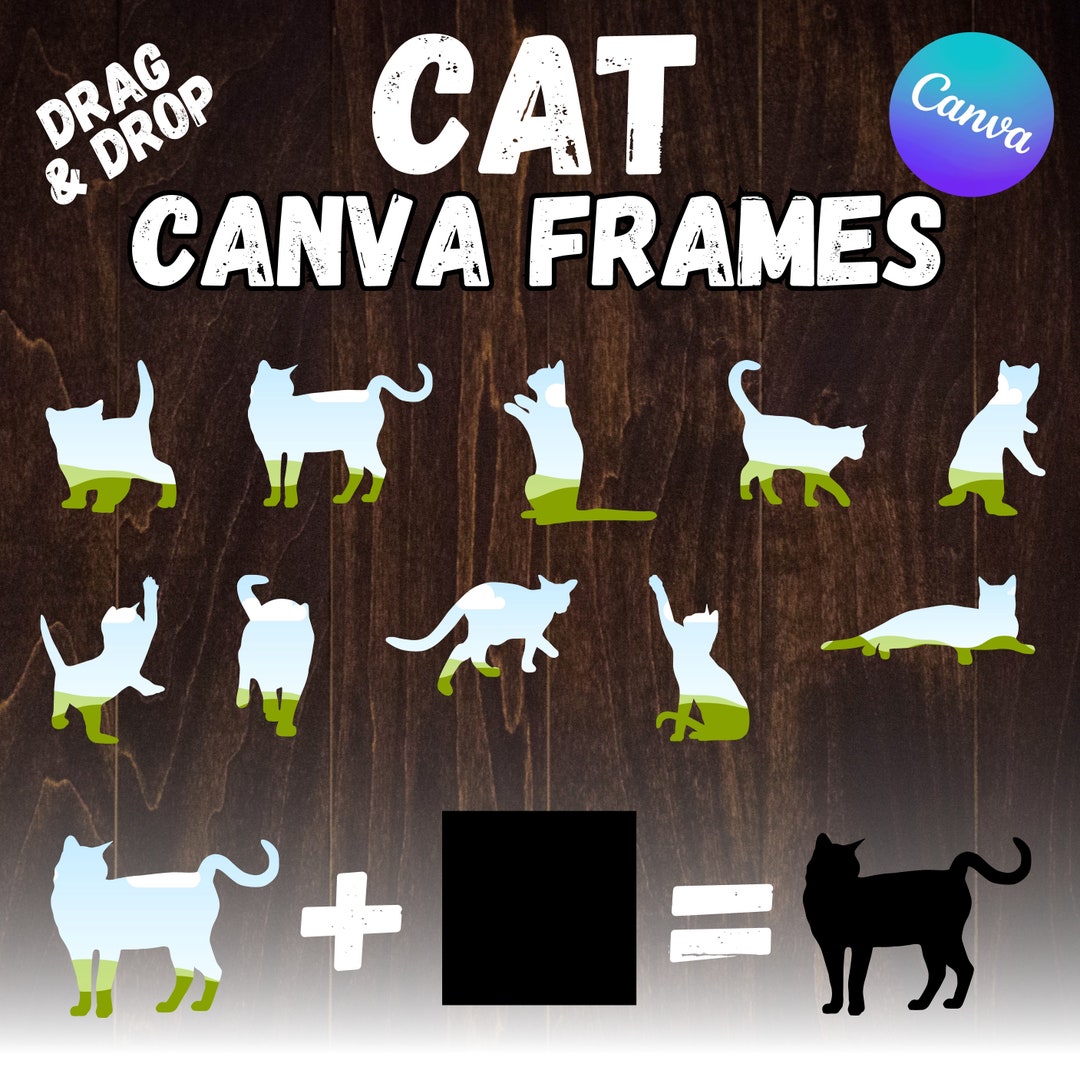 Cat Canva Frames Drag and Drop Cat Canva Templates Pet PNG Designs ...