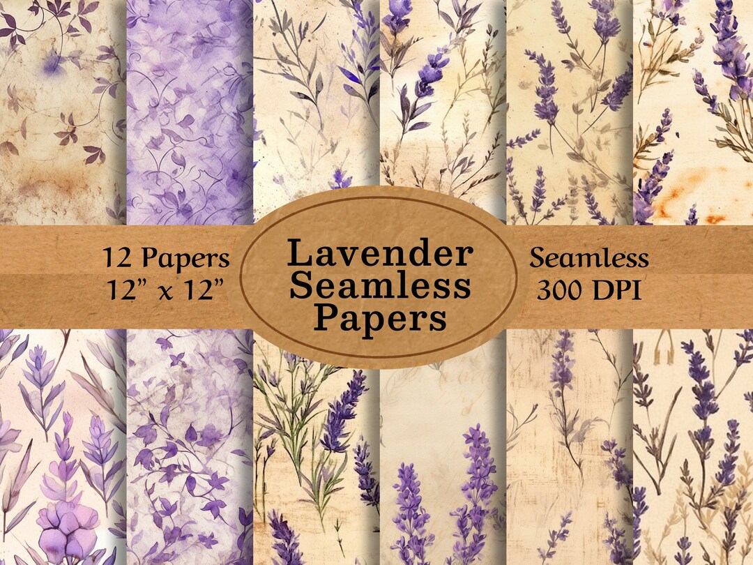 Seamless Lavender Digital Paper, Vintage Digital Papers, Seamless ...