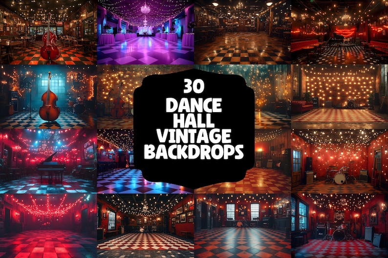 30 Vintage Dance Hall Backdrops | Retro Ballroom Pngs (6000x4000px) - Etsy