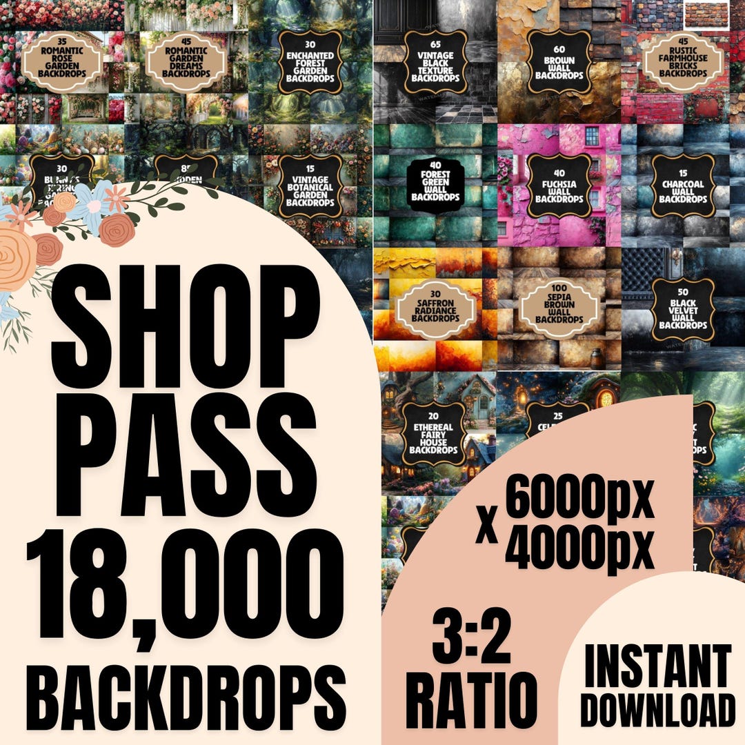 ENTIRE SHOP BUNDLE - Full Shop Pass, Studio Photography Backdrops ...
