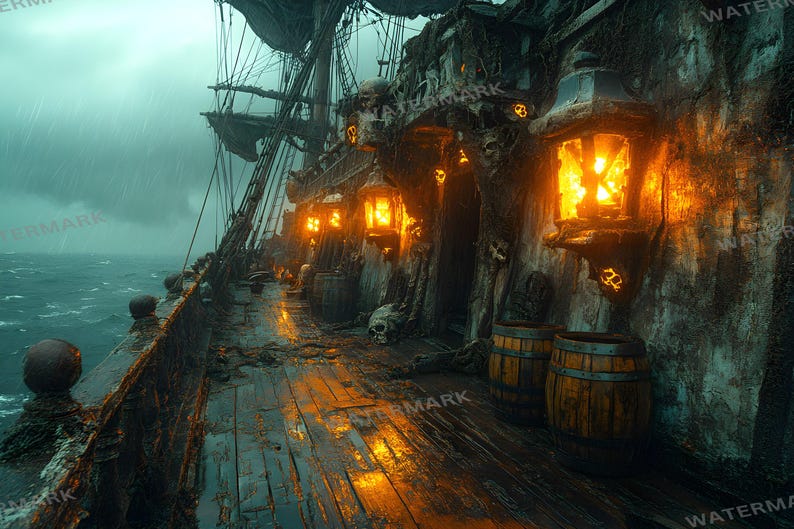 Pirate Ship Deck Backdrops | 30 Haunted Photography Overlays (PNG) - Etsy