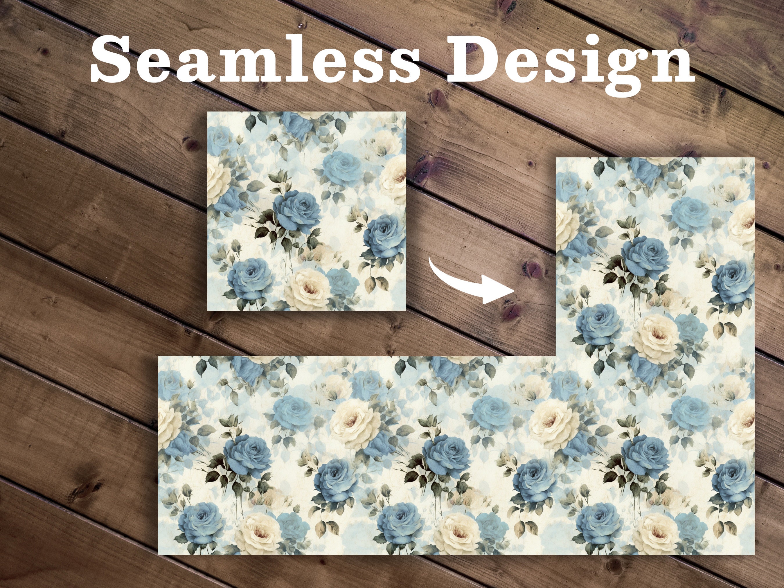 Seamless Vintage Blue Rose Digital Paper Shabby Blue Rose - Etsy
