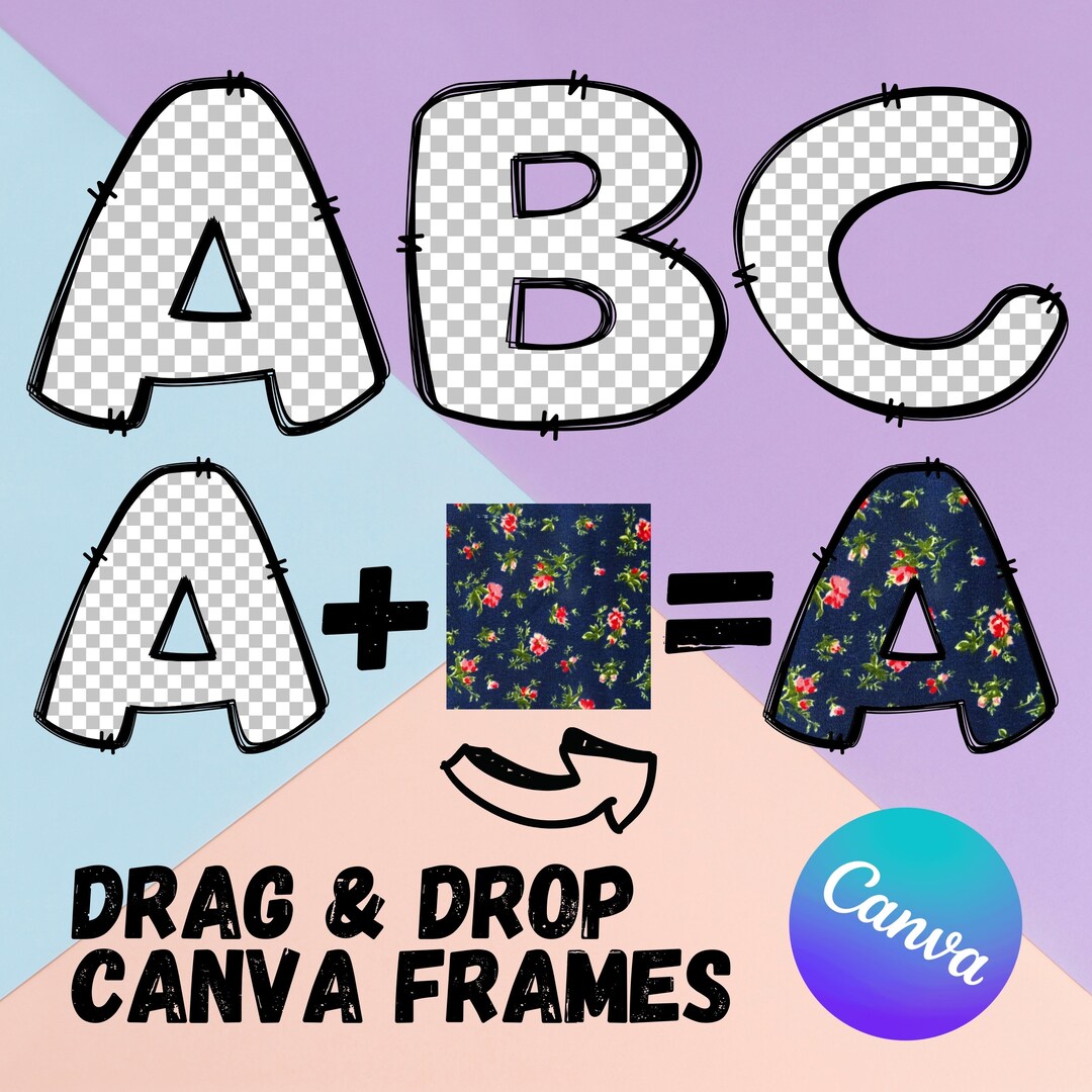 Alphabet Canva Frames - Groovy Retro Outline Letters - Drag and Drop ...