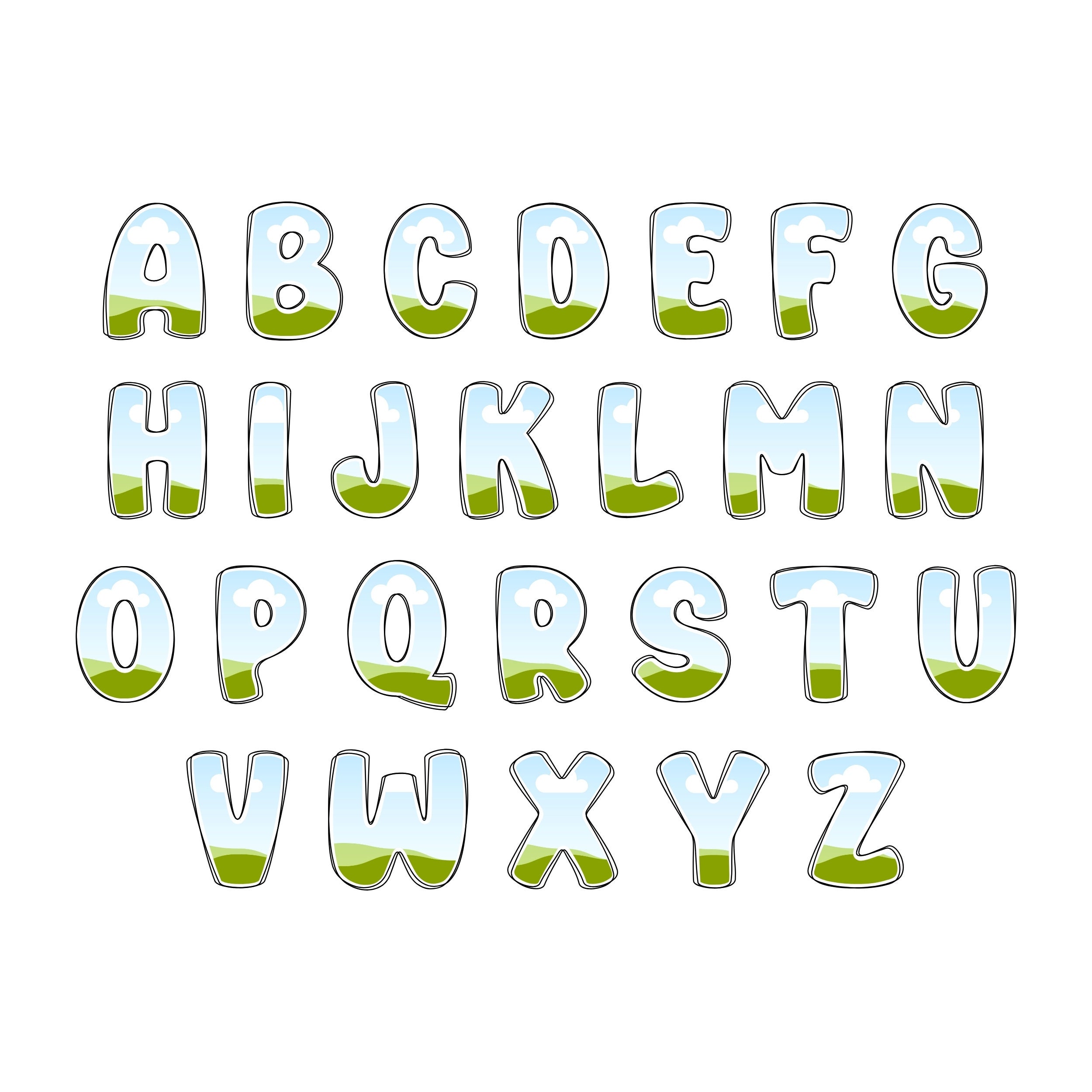 Groovy Doodle Alphabet – Drag and Drop Canva Letter Frames (PNG) - Etsy