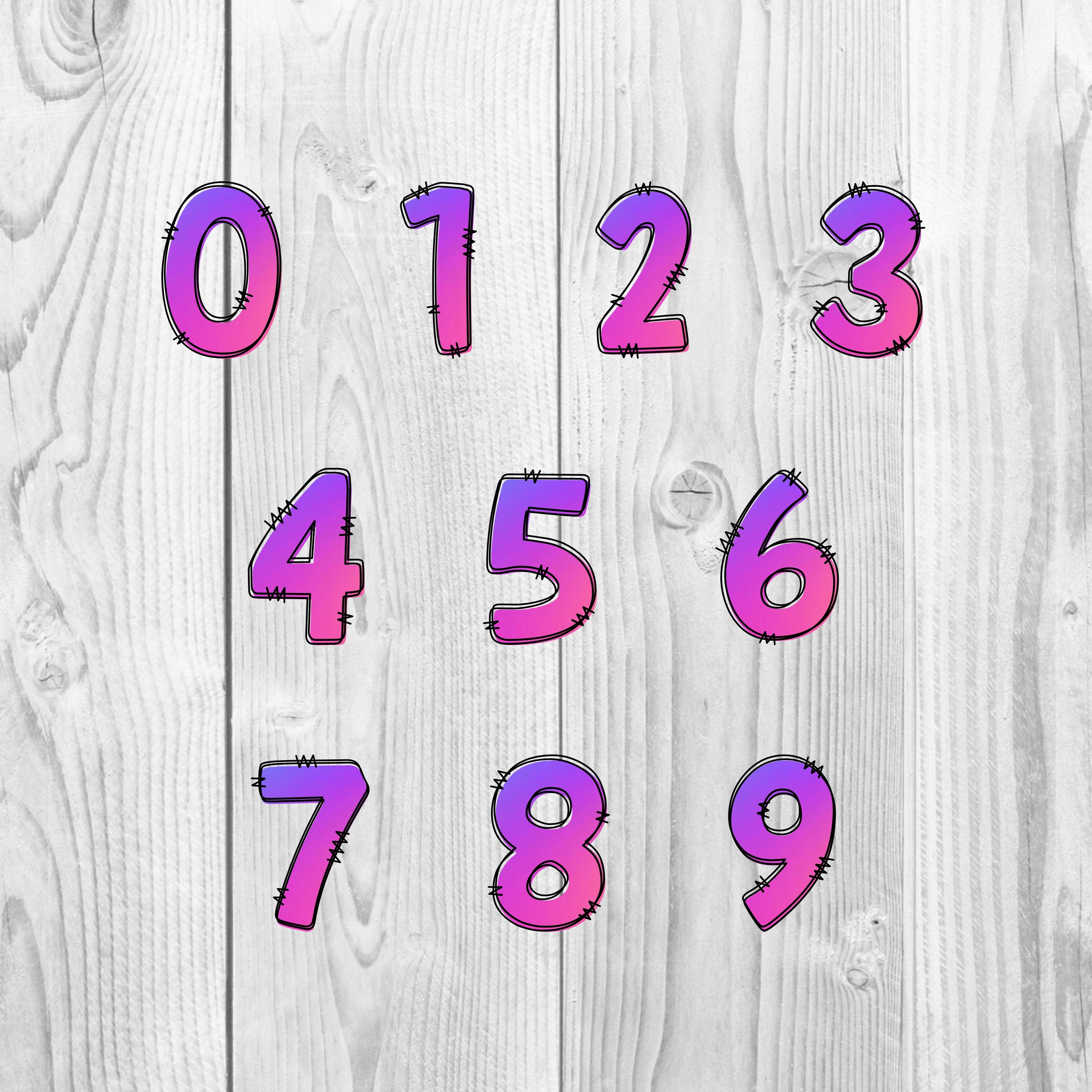 Alphabet Doodle Letters PNG Set Pink & Purple Pastel Ombre Gradient ...