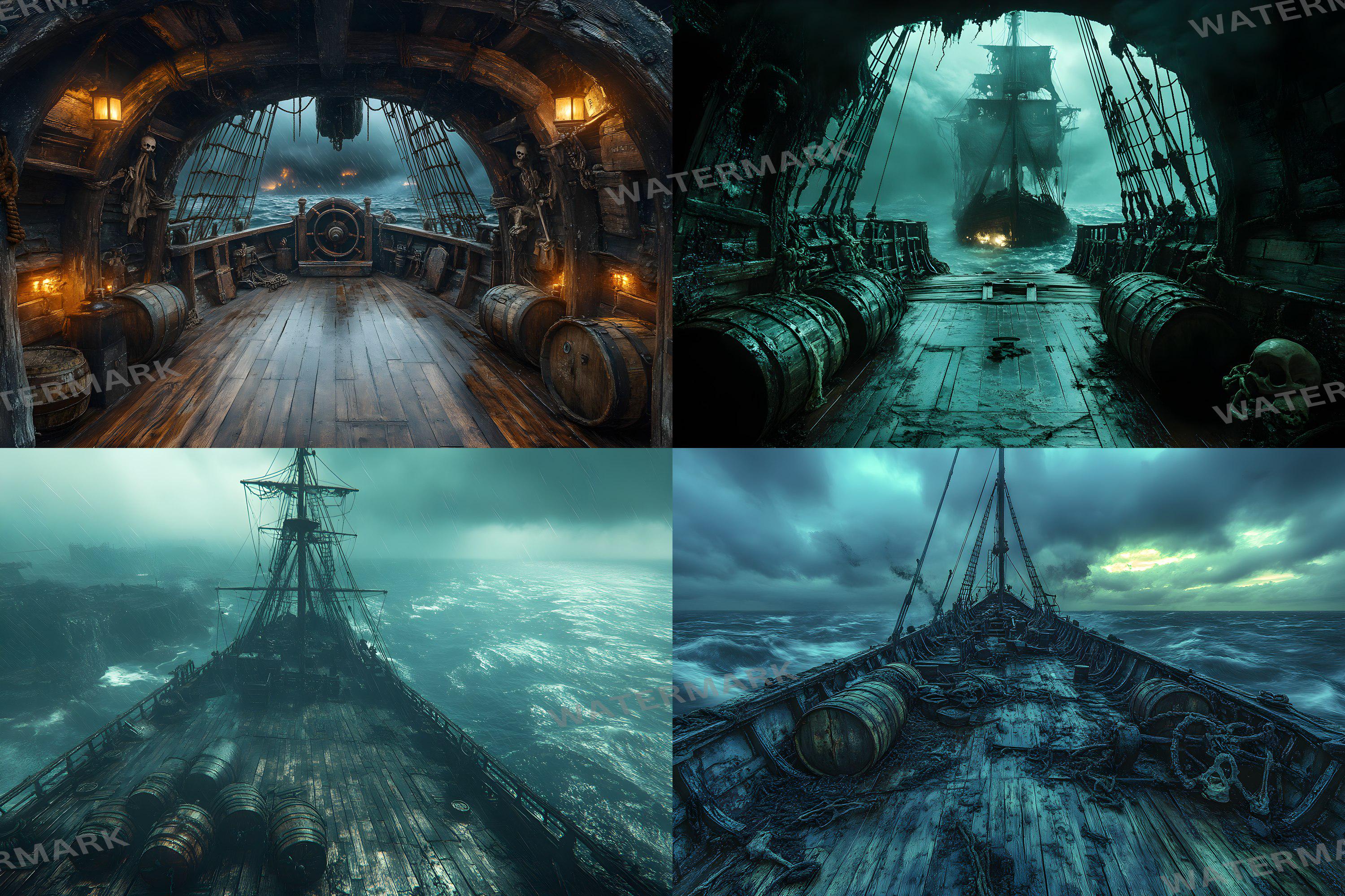 Pirate Ship Deck Backdrops | 30 Haunted Photography Overlays (PNG) - Etsy