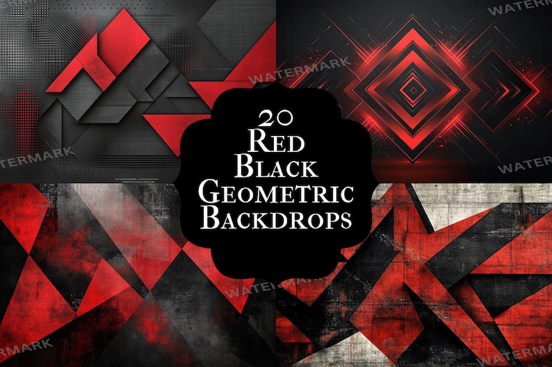 Red and Black Geometric Backdrops – Modern Digital Paper (PNG) - Etsy