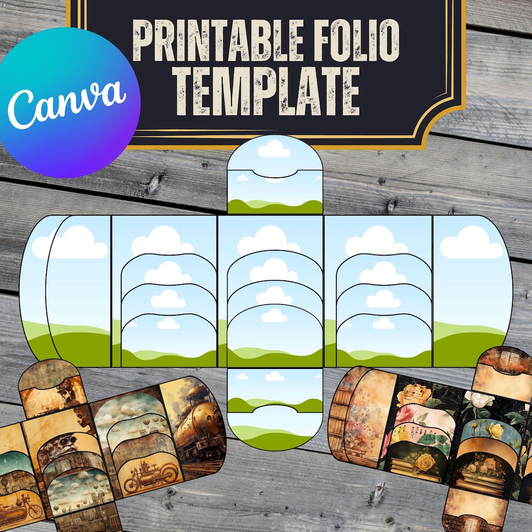 Canva Junk Journal Template, Custom Folio Kit, Digital Folding Folder ...