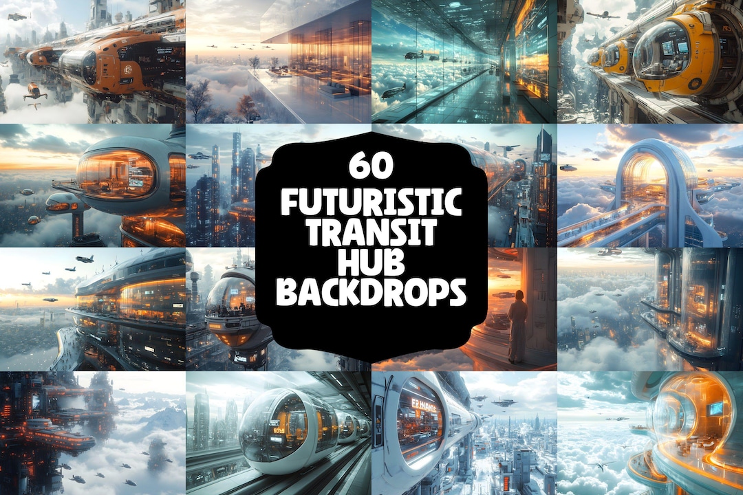 60 Futuristic Transit Hub Backdrops, Digital Sci-fi Backgrounds, Hi-tec ...