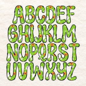 Halloween Doodle Alphabet Bundle, Halloween PNG Letters Commercial Use ...