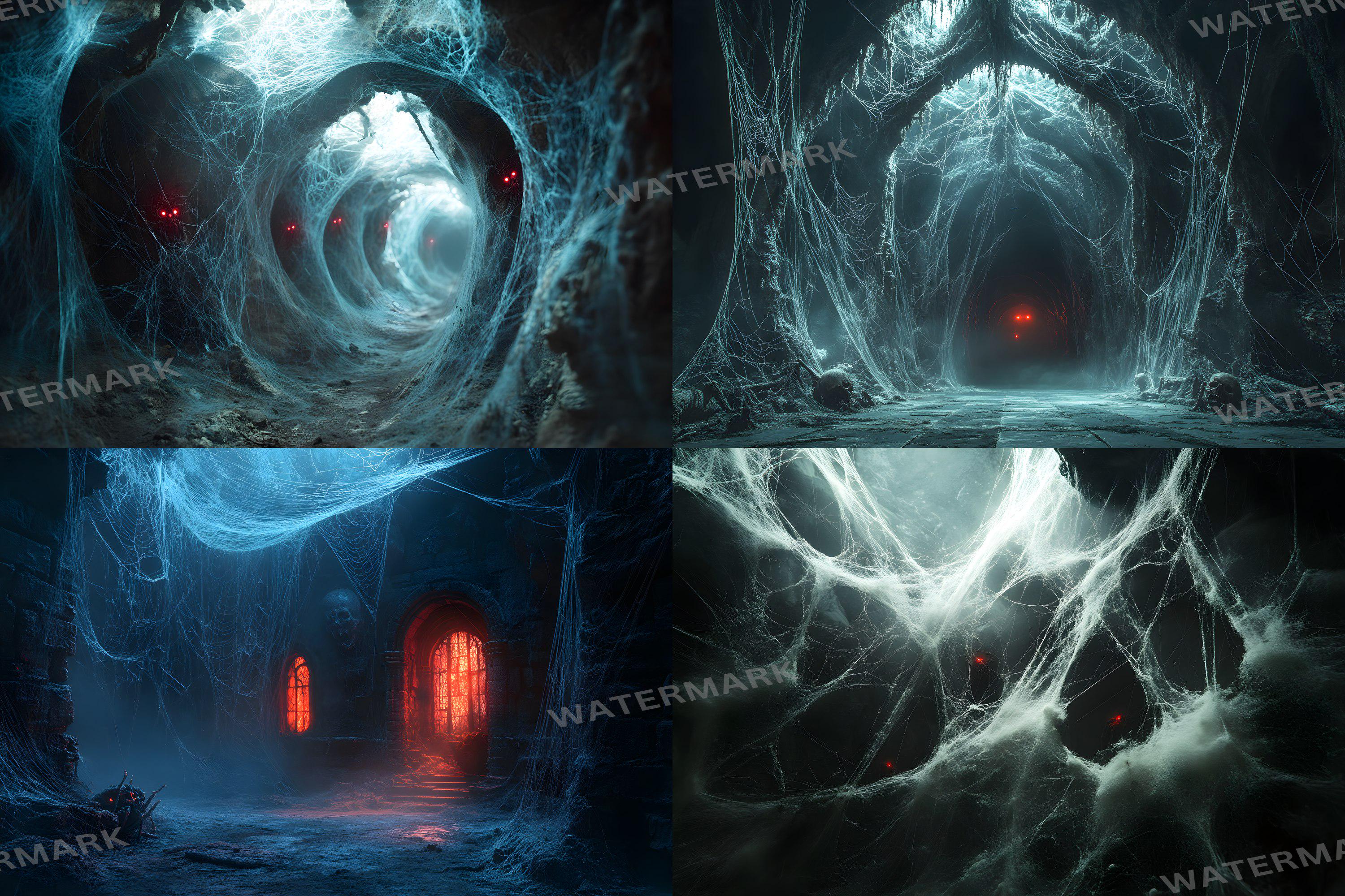40 Spider's Lair Backdrops | Dark Cavern | Haunted Webs | Creepy ...