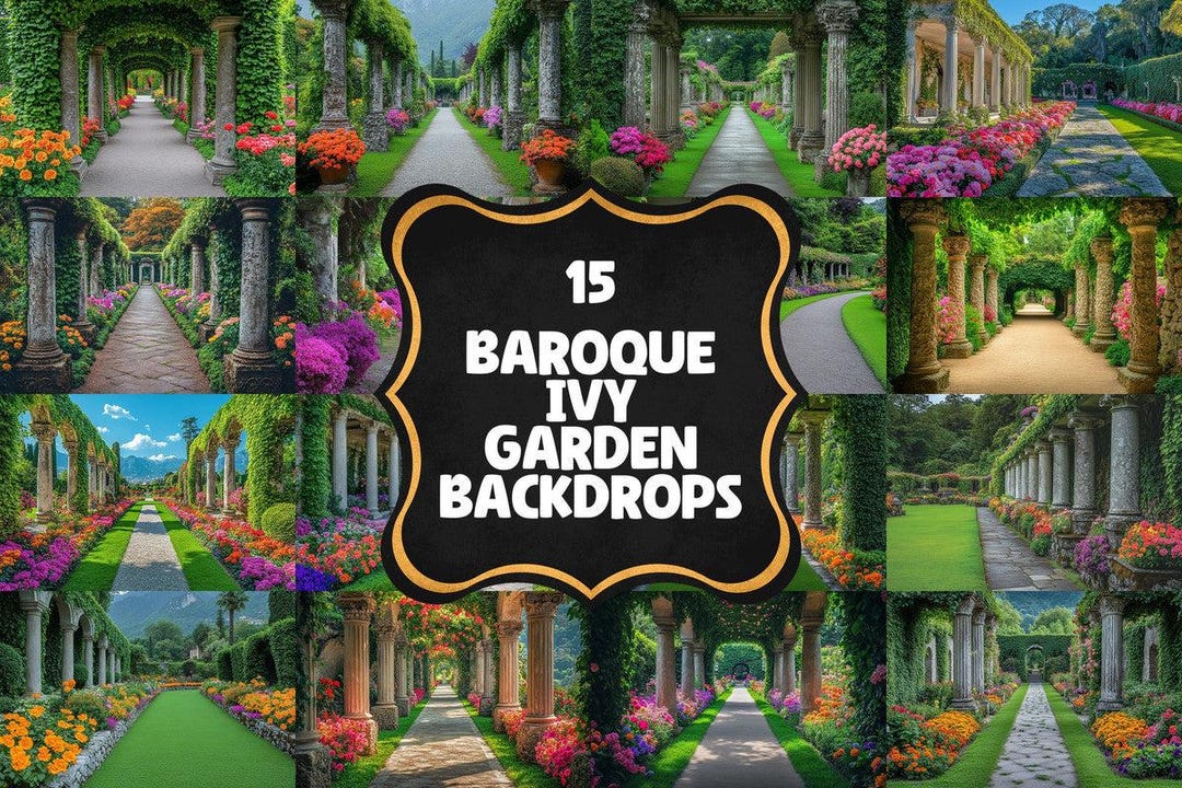 15 Baroque Ivy Garden Photo Overlays - Warm Aesthetic Digital Backdrops ...