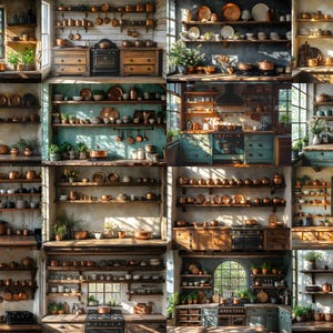 35 Rustic Farmhouse Kitchen Bliss Digital Backdrops for Cozy and Homely ...