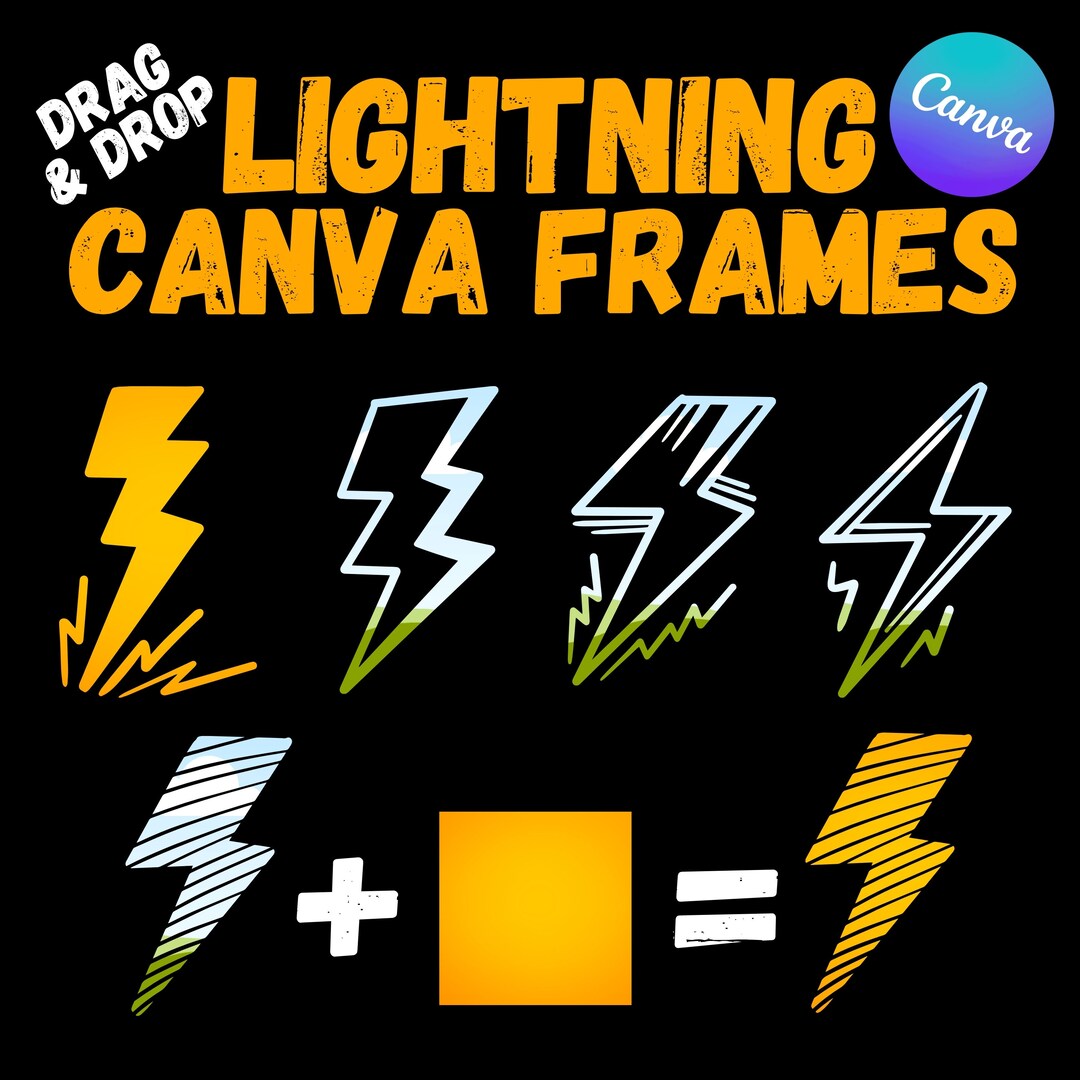 Lightning Doodle Canva Frames Drag and Drop Lightning Canva Templates ...