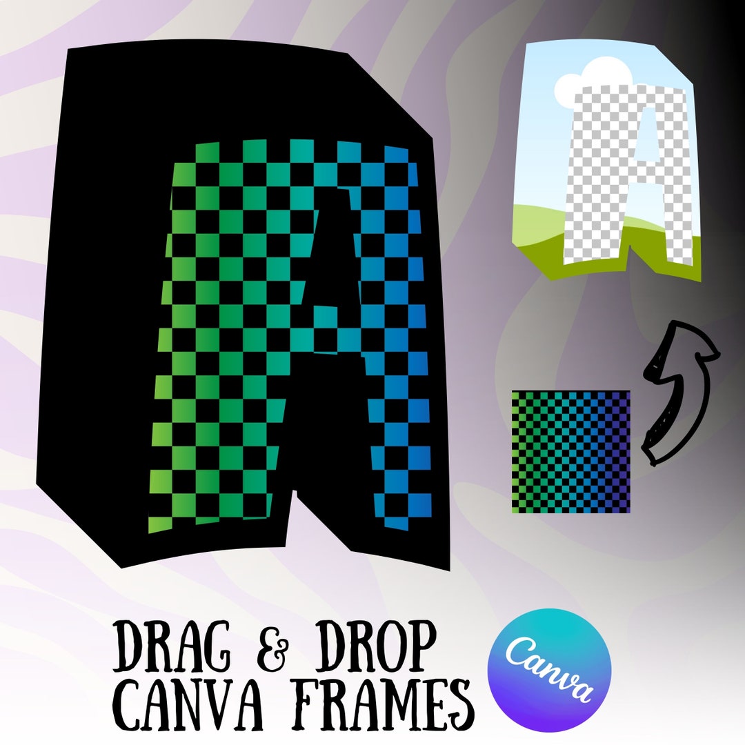 CANVA Doodle Letters Drag and Drop Frames Groovy Retro Doodle Fillable ...