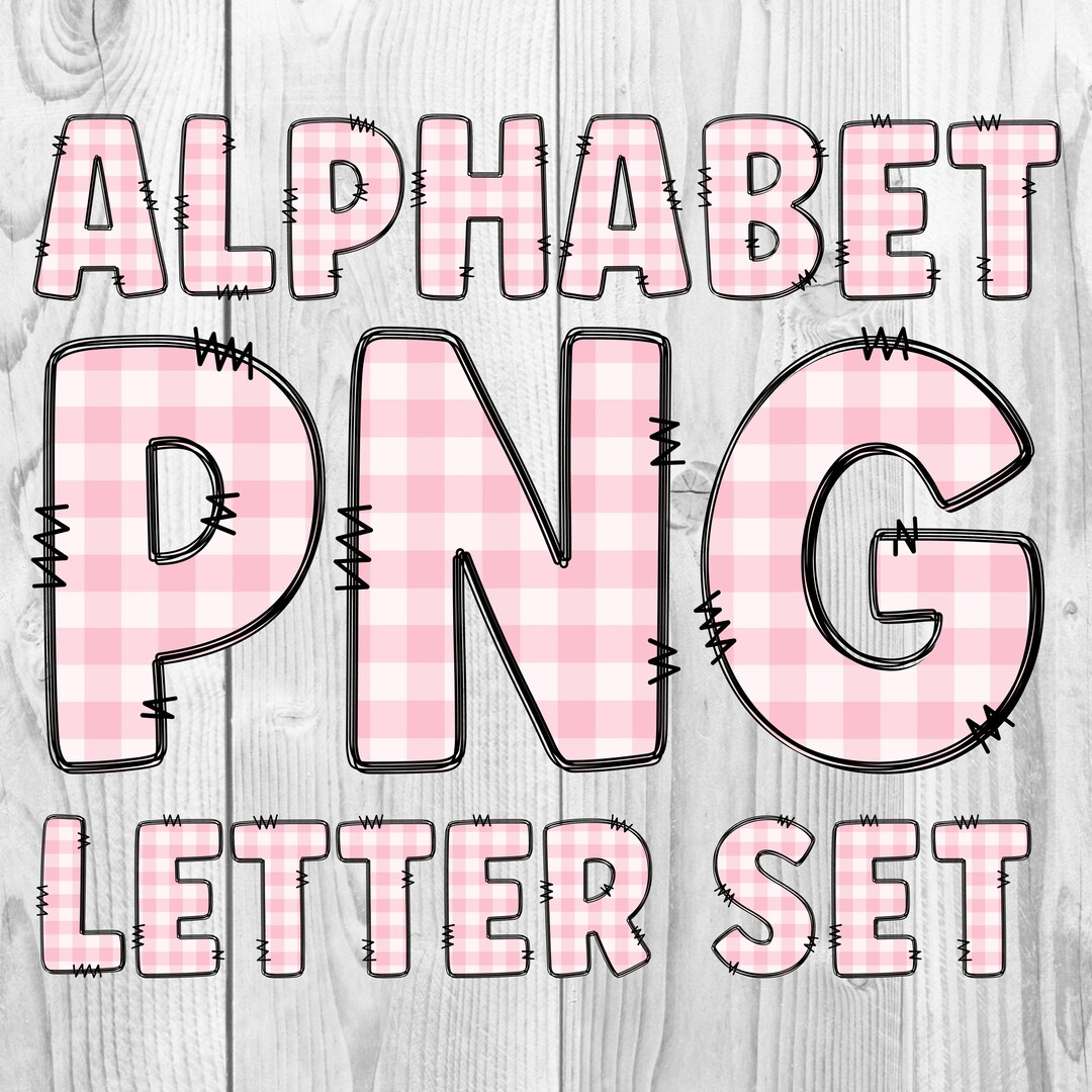 Checkered Alphabet Doodle Letters PNG Set Pink Picnic Doodle Alphabet ...