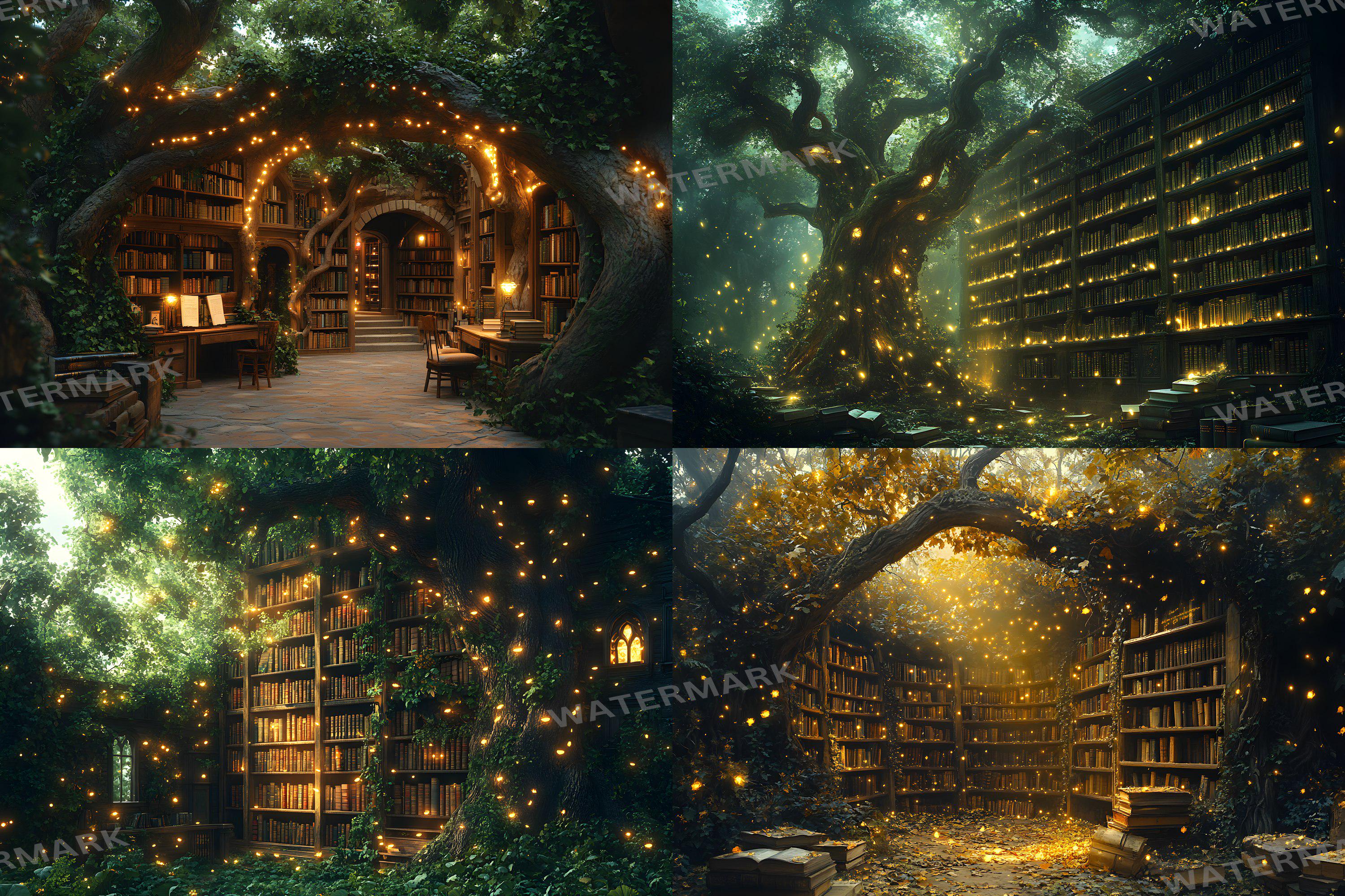 40 Enchanted Forest Library Digital Backdrops for Magical, Literary ...