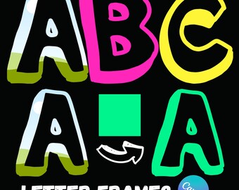 CANVA Doodle Letters Drag and Drop Frames Groovy Retro Doodle Fillable ...