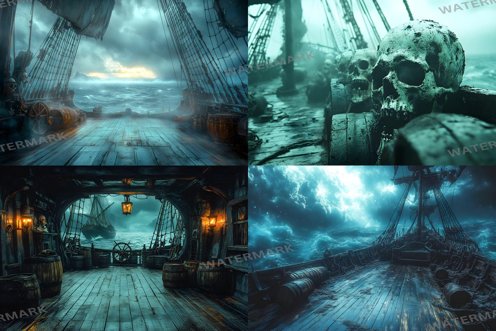 Pirate Ship Deck Backdrops | 30 Haunted Photography Overlays (PNG) - Etsy