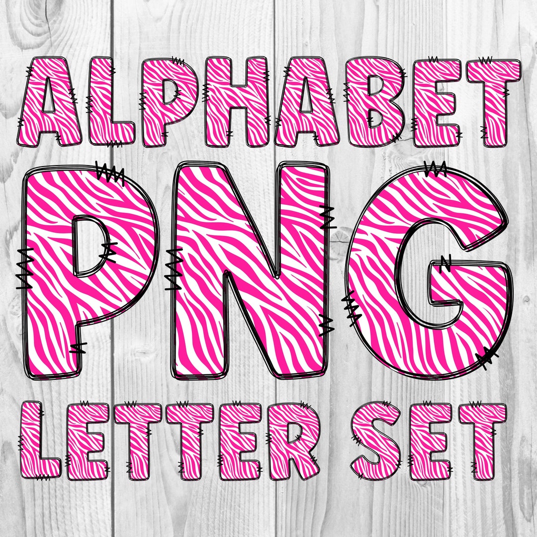 Zebra Pattern Alphabet Doodle Letters PNG Set Doodle Alphabet Pngs ...