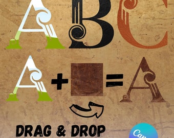 Letter Canva Frames Drag and Drop Frames Fillable Alphabet Font Letters ...