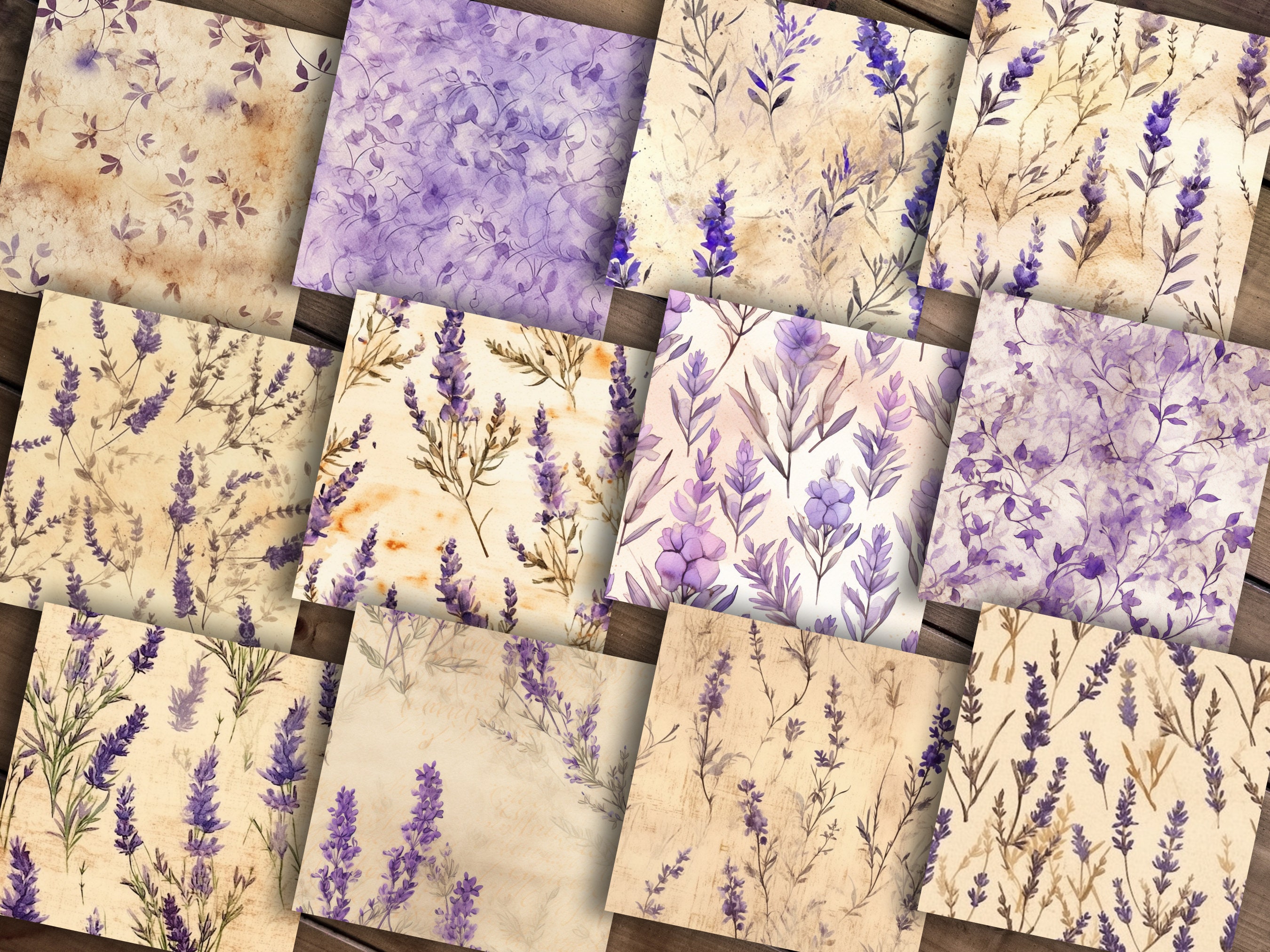Seamless Lavender Digital Paper, Vintage Digital Papers, Seamless ...