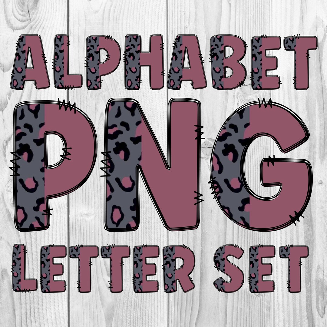 Leopard Print Alphabet Doodle Letters PNG Set Doodle - Etsy