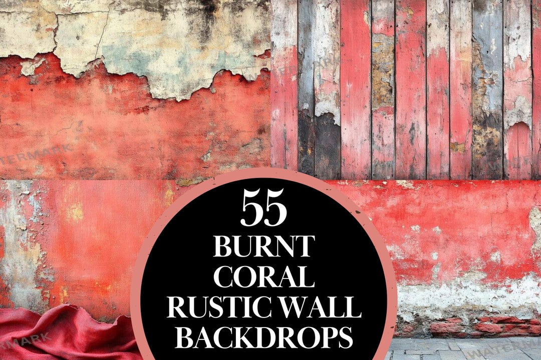 Burnt Coral Vintage Wall - Textures Photography Backdrops - Photoshop ...