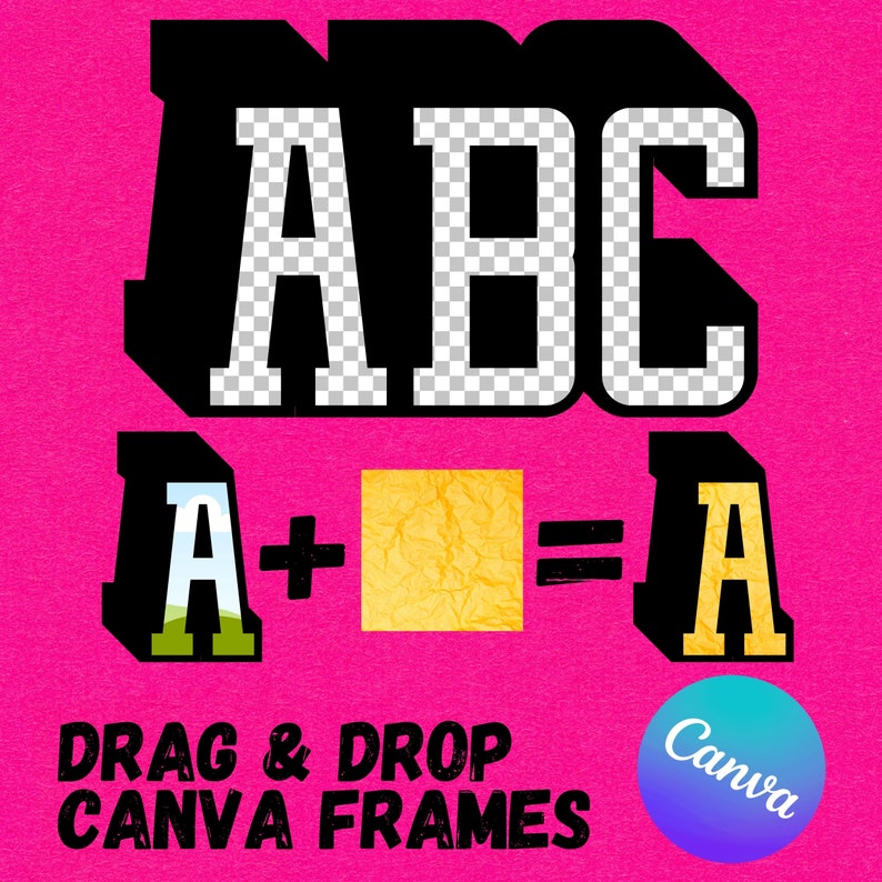 Canva Doodle Letters Drag And Drop Frames Groovy Retro Etsy