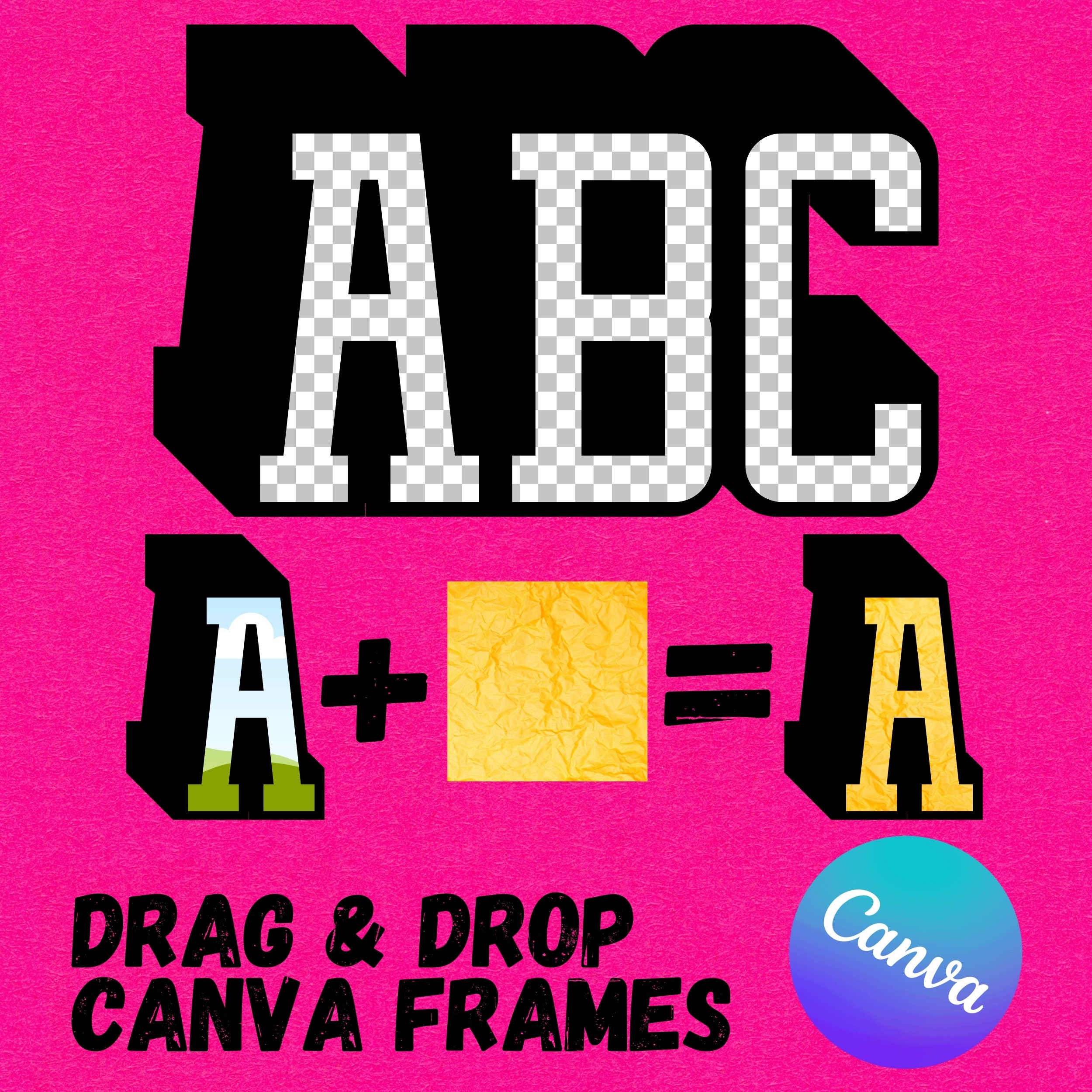 CANVA Doodle Letters Drag and Drop Frames Groovy Retro - Etsy